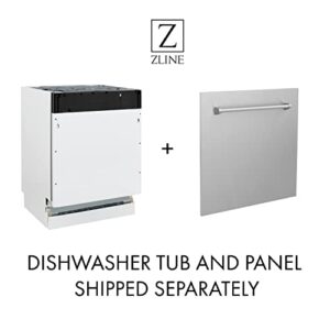 ZLINE Autograph Edition 24" 3rd Rack Top Control Tall Tub Dishwasher in Stainless Steel with Gold Handle, 51dBa (DWVZ-304-24-G)