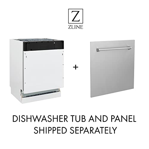 ZLINE Autograph Edition 24" 3rd Rack Top Control Tall Tub Dishwasher in Stainless Steel with Gold Handle, 51dBa (DWVZ-304-24-G)