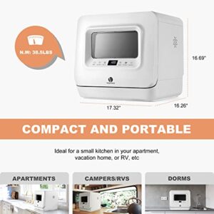 VENTRAY Countertop Portable Dishwasher Mini Compact with 5 Washing Programs Air Drying Function for Small Apartment Dorms RVs DW55AD