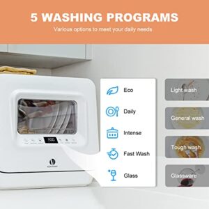 VENTRAY Countertop Portable Dishwasher Mini Compact with 5 Washing Programs Air Drying Function for Small Apartment Dorms RVs DW55AD