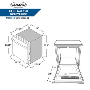 COSMO COS-DIS6502 24 in. Dishwasher in Fingerprint Resistant Stainless Steel with Stainless Steel Tub