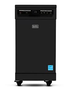 black+decker portable dishwasher, 18 inches wide, 8 place setting, black