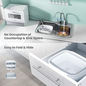 COMFEE' Portable Dishwasher, Countertop Dishwasher with 3 Place Settings, Mini Dishwasher with More Space Inside, 6 Programs, Auto-Open Drying, Touch Control, White