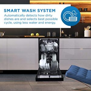 Danby 18 Inch Built in Dishwasher, 8 Place Settings, 6 Wash Cycles and 4 Temperature + Sanitize Option, Energy Star Rated with Low Water Consumption and Quiet Operation - Black (DDW1804EB)