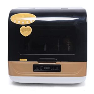 360 Degree Automatic Dishwasher Deep Heating Cleaning Machin Portable Compact Countertop Air Dry Dishwasher Mini Dish Washer with 4 Programs for Home Small Apartments Dorms and RVs (Gold)