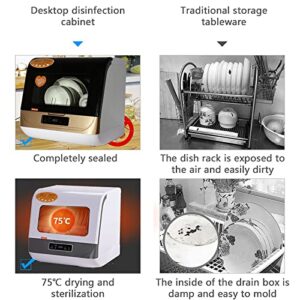 360 Degree Automatic Dishwasher Deep Heating Cleaning Machin Portable Compact Countertop Air Dry Dishwasher Mini Dish Washer with 4 Programs for Home Small Apartments Dorms and RVs (Gold)