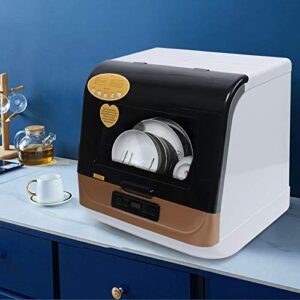 360 Degree Automatic Dishwasher Deep Heating Cleaning Machin Portable Compact Countertop Air Dry Dishwasher Mini Dish Washer with 4 Programs for Home Small Apartments Dorms and RVs (Gold)