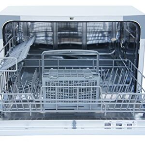 SPT SD-2224DW ENERGY STAR Compact Countertop Dishwasher with Delay Start - Portable Dishwasher with Stainless Steel Interior and 6 Place Settings Rack Silverware Basket for Apartment Office And Home Kitchen, White