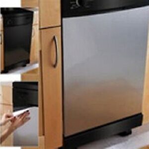 Stainless Steel Contact Vinyl Paper Peel and Stick Wrap Overlay Covering for Kitchen Appliances Dishwasher Fridge Oven 36" x 36" Fix Repair or Update (Trimmable) Waterproof, Scratchproof, Thick