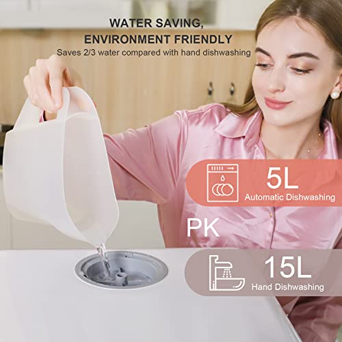 Countertop Dishwasher, Keenstone Portable Dishwasher Countertop with 5 Washing Programs, 360-Degree Dual Spray, Mini Dishwasher Ideal for Apartment, Dorm, 2 Water Supply Modes, Compact and Ergonomic