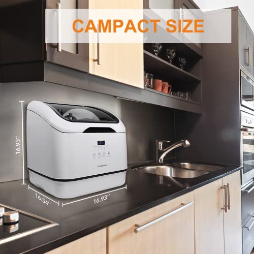 Portable Dishwasher Countertop, Compact Dishwasher with 6.5L Water Consumption, 7 Washing Programs, 360° Dual Spray, Anti-Leakage & Air-Dry Function, Mini Dishwasher for Apartments