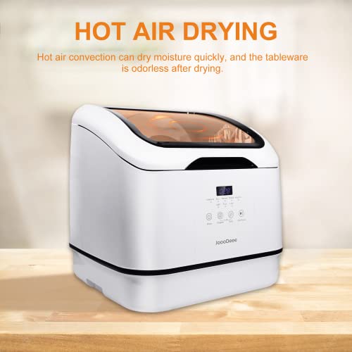 Portable Dishwasher Countertop, Compact Dishwasher with 6.5L Water Consumption, 7 Washing Programs, 360° Dual Spray, Anti-Leakage & Air-Dry Function, Mini Dishwasher for Apartments