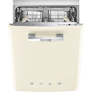 smeg under counter built-in dishwasher with 13 place settings, 11 wash cycles, 7 temperatures cream, 24-inches