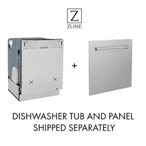 ZLINE Autograph Edition 24" 3rd Rack Top Touch Control Tall Tub Dishwasher in DuraSnow® Stainless Steel with Champagne Bronze Handle, 51dBa (DWMTZ-SN-24-CB)