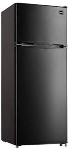 rca rfr741-black apartment size-top freezer-2 door fridge-adjustable thermostat control-black-7.5 cubic feet