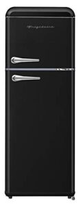 frigidaire efr756-black efr756, 2 door apartment size retro refrigerator with top freezer, chrome handles, 7.5 cu ft, black