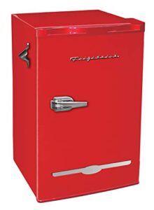 frigidaire retro bar fridge refrigerator with side bottle opener, 3.2 cu. ft, red