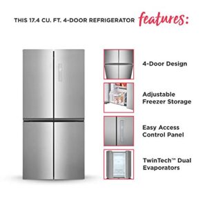 Frigidaire 17.4 Cu. Ft. 4 Door Refrigerator in Brushed Steel with Adjustable Freezer Storage