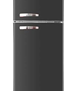 RCA RFR786-BLACK 2 Door Apartment Size Refrigerator with Freezer, 7.5 cu. ft, Retro Black