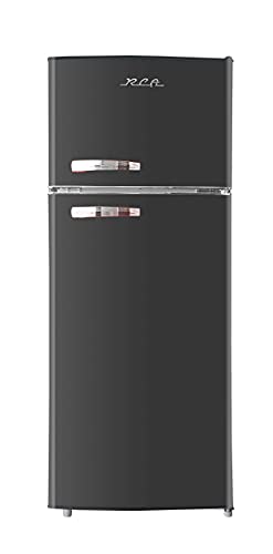 RCA RFR786-BLACK 2 Door Apartment Size Refrigerator with Freezer, 7.5 cu. ft, Retro Black