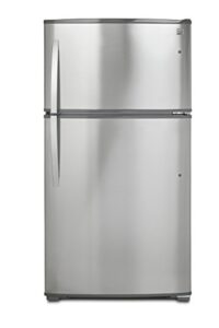 kenmore top-freezer refrigerator with ice maker and 21 cubic ft. total capacity, stainless steel