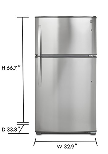 Kenmore Top-Freezer Refrigerator with Ice Maker and 21 Cubic Ft. Total Capacity, Stainless Steel