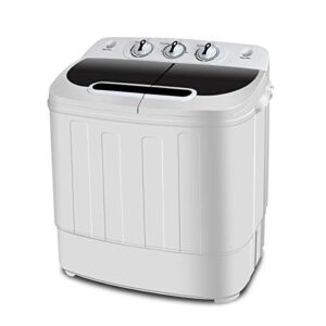 super deal compact mini twin tub washing machine, portable laundry washer w/wash and spin cycle combo, built-in gravity drain, 13lbs capacity for camping, apartments, dorms, college rooms, rv’s and more