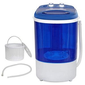 super deal mini washer 5.7 lbs capacity portable single tub compact washing machine with spin cycle basket and drain hose for camping, traveling, apartments, dorms, rvs 110v