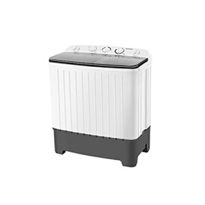 bangson portable washing machine, 17.6 lbs washer(11lbs) and spinner(6.6lbs), mini compact twin tub washing machine, washer and dryer combo, timer control with soaking function(20mins), for dorms, apartments, rvs, (black&white)