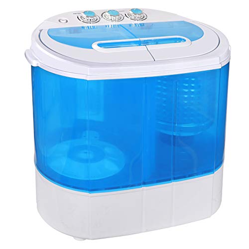 SUPER DEAL Portable Washer 9.9lb Mini Compact Twin Tub Washing Machine Baby Clothes Laundry Machine Top Load Spinning and Washing Combo 6.57 FT Inlet Gravity Drain Hose for Apartment Travel