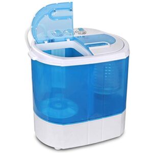 SUPER DEAL Portable Washer 9.9lb Mini Compact Twin Tub Washing Machine Baby Clothes Laundry Machine Top Load Spinning and Washing Combo 6.57 FT Inlet Gravity Drain Hose for Apartment Travel