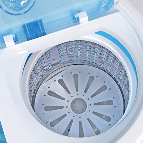 SUPER DEAL Portable Washer 9.9lb Mini Compact Twin Tub Washing Machine Baby Clothes Laundry Machine Top Load Spinning and Washing Combo 6.57 FT Inlet Gravity Drain Hose for Apartment Travel