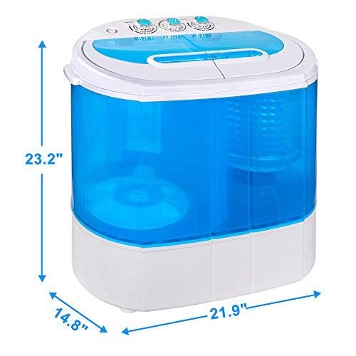 SUPER DEAL Portable Washer 9.9lb Mini Compact Twin Tub Washing Machine Baby Clothes Laundry Machine Top Load Spinning and Washing Combo 6.57 FT Inlet Gravity Drain Hose for Apartment Travel