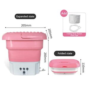 Portable Washing Machine, Mini Foldable Washer and Spin Dryer Small Foldable Bucket Washer for Camping, RV, Travel, Small Spaces, Lightweight and Easy to Carry (Pink)