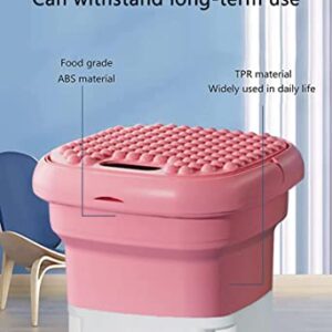 Portable Washing Machine, Mini Foldable Washer and Spin Dryer Small Foldable Bucket Washer for Camping, RV, Travel, Small Spaces, Lightweight and Easy to Carry (Pink)