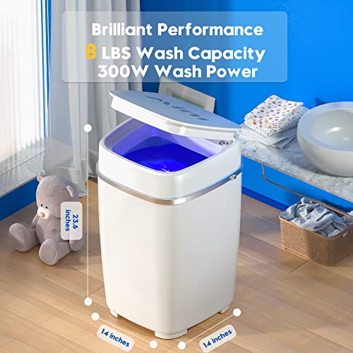 Auertech Portable Washing Machine, Mini Compact Washer 8LBS Washing Capacity Semi-Automatic Laundry Machine, Time Control