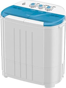 auertech portable washing machine, 14lbs mini twin tub washer compact laundry machine with built-in gravity drain time control, semi-automatic 9lbs washer 5lbs spinner for dorms, apartments, rvs