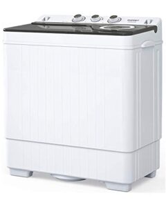 kuppet compact twin tub portable mini washing machine 26lbs capacity, washer(18lbs)&spiner(8lbs)/built-in drain pump/semi-automatic (white&gray)