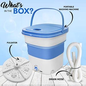 PURE CLEAN Portable Mini Washing Machine Lightweight Collapsible Bucket - Perfect for Camping, Travelling, Apartment, Dorm USA Brand - Pure Clean PUCWM33.5, light blue