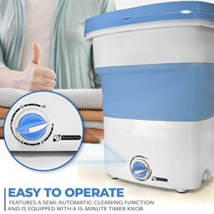 PURE CLEAN Portable Mini Washing Machine Lightweight Collapsible Bucket - Perfect for Camping, Travelling, Apartment, Dorm USA Brand - Pure Clean PUCWM33.5, light blue