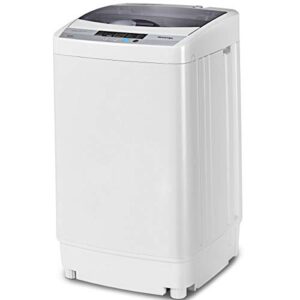 giantex full-automatic washing machine portable compact 1.34 cu.ft laundry washer spin with drain pump, 10 programs 8 water level selections with led display 9.92 lbs capacity