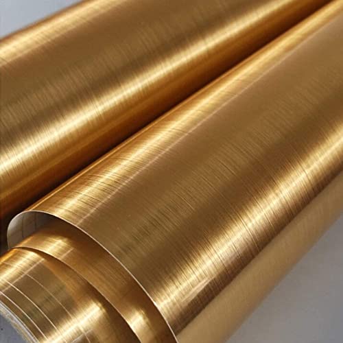 Gold Stainless Steel Wallpaper Self-Adhesive Cleanable Removable Peel and Stick 17.71" X 78.7" Refrigerator Speaker Dryer Cabinet Oven Appliances Furniture Renovation Kitchen Glitter Wallpaper