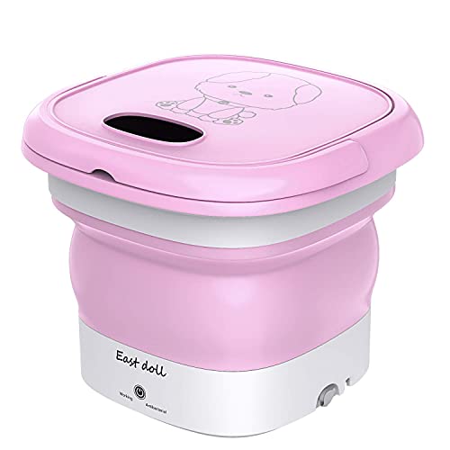 Portable Washing Machine - Foldable Mini Small Washer for Washing Baby Clothes, Underwear or Small Items, Suitable for Apartment, Laundry, Camping, RV, Travel (110V-240V) - Best Gift Choice, Pink