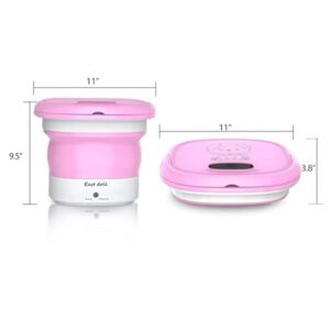 Portable Washing Machine - Foldable Mini Small Washer for Washing Baby Clothes, Underwear or Small Items, Suitable for Apartment, Laundry, Camping, RV, Travel (110V-240V) - Best Gift Choice, Pink