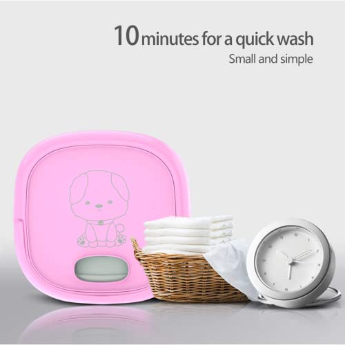 Portable Washing Machine - Foldable Mini Small Washer for Washing Baby Clothes, Underwear or Small Items, Suitable for Apartment, Laundry, Camping, RV, Travel (110V-240V) - Best Gift Choice, Pink