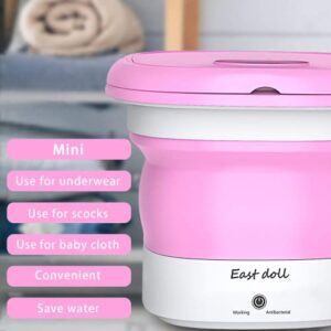 Portable Washing Machine - Foldable Mini Small Washer for Washing Baby Clothes, Underwear or Small Items, Suitable for Apartment, Laundry, Camping, RV, Travel (110V-240V) - Best Gift Choice, Pink