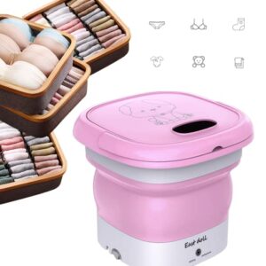 Portable Washing Machine - Foldable Mini Small Washer for Washing Baby Clothes, Underwear or Small Items, Suitable for Apartment, Laundry, Camping, RV, Travel (110V-240V) - Best Gift Choice, Pink