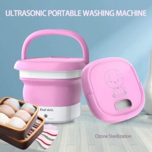 Portable Washing Machine - Foldable Mini Small Washer for Washing Baby Clothes, Underwear or Small Items, Suitable for Apartment, Laundry, Camping, RV, Travel (110V-240V) - Best Gift Choice, Pink