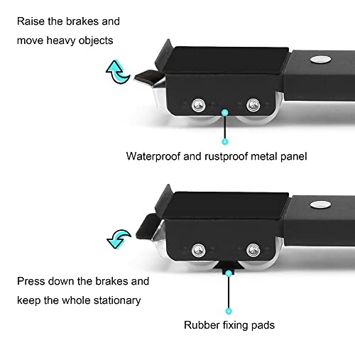 More In Two Adjustable Mobile Stand Base with Telescopic Furniture Dolly Stand with Brake, Firm, Non-Slip, With Wheels, Suitable for Refrigerator Base, Dryer Base, Washing Machine Base, Black