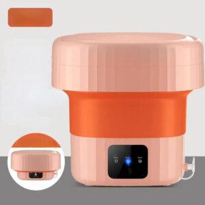 1pc small mini washing machine, folding portable sterilization drying washing machine for underwear socks baby clothes (pink)